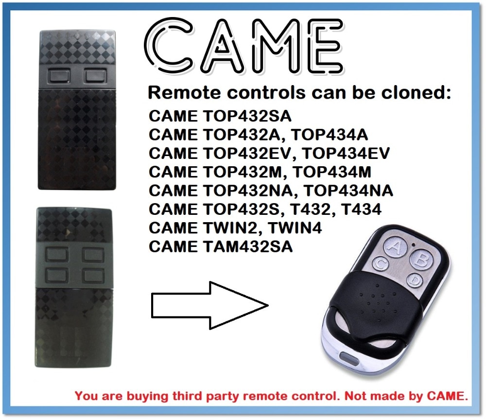 CAME TWIN2, TWIN4 Universal Remote Control Duplica... – Grandado