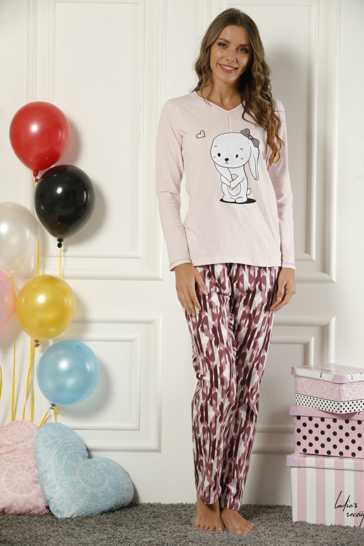 Zwarte Parel Vrouwen Katoen Lycra Pyjama Pak – Grandado