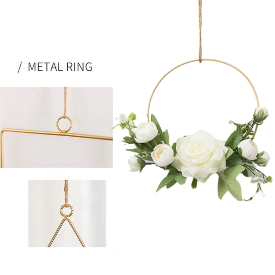 Veggheng i tre dekorasjon krans kunstig rose bloms... – Grandado