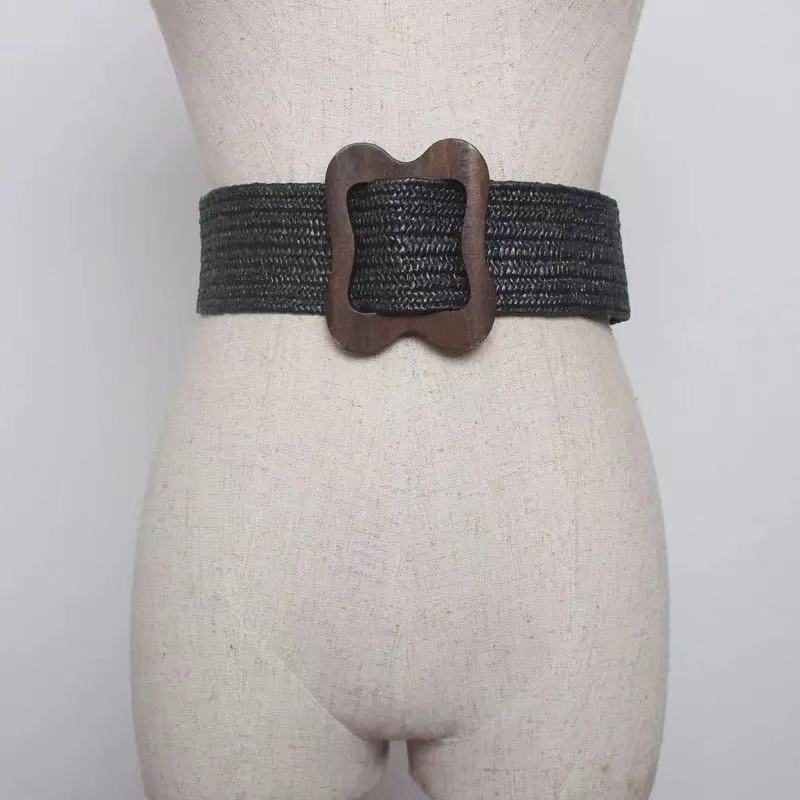 JZ Vintage Knitted Wax Rope Wooden Bead Waist Rope... – Grandado