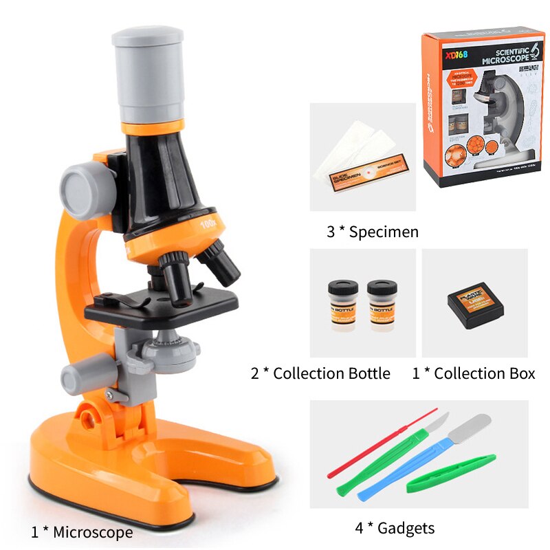 Kids Microscope Kit Science Lab LED 100X-400X-1200... – Grandado