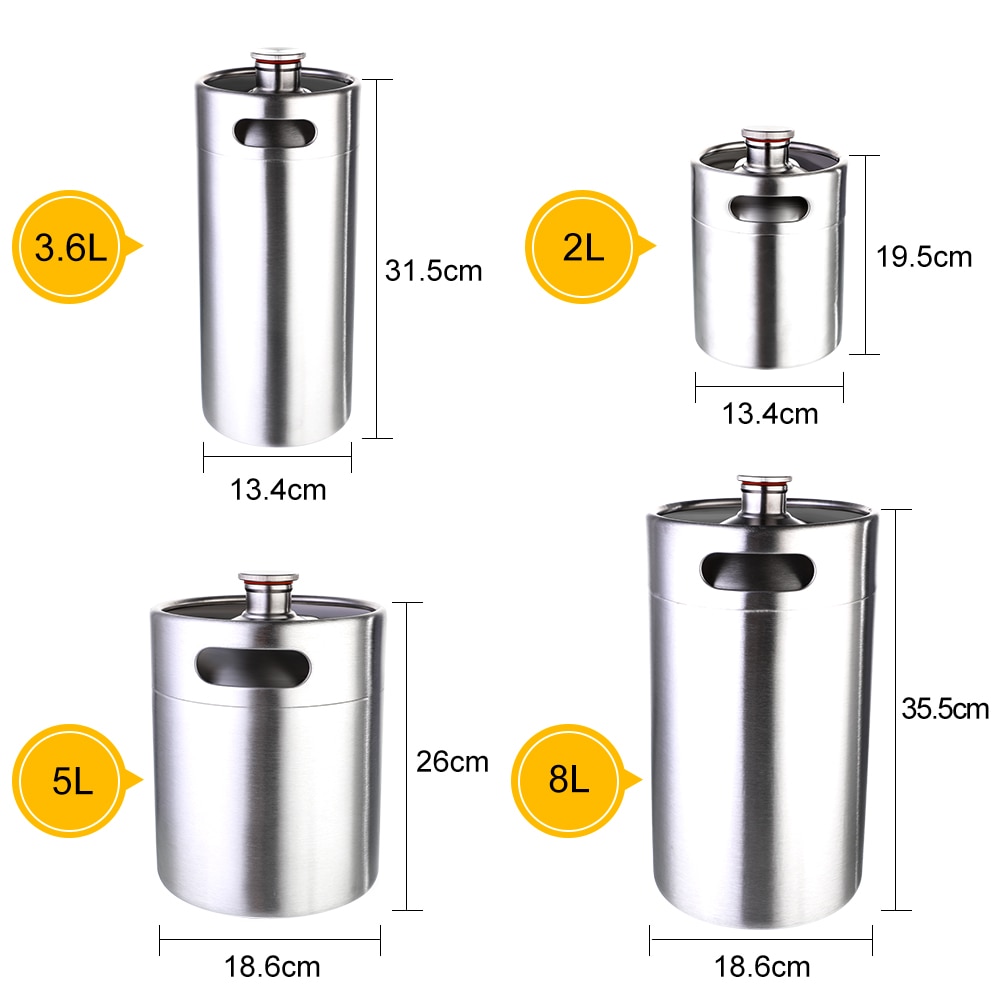 2/3.6/5L Stainless Steel Beer Keg Pressurized Grow... – Grandado