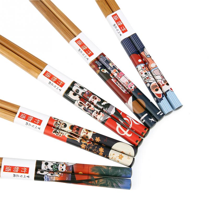 5 Pairs Durable Wooden Chopstick Engraving Pattern... – Grandado