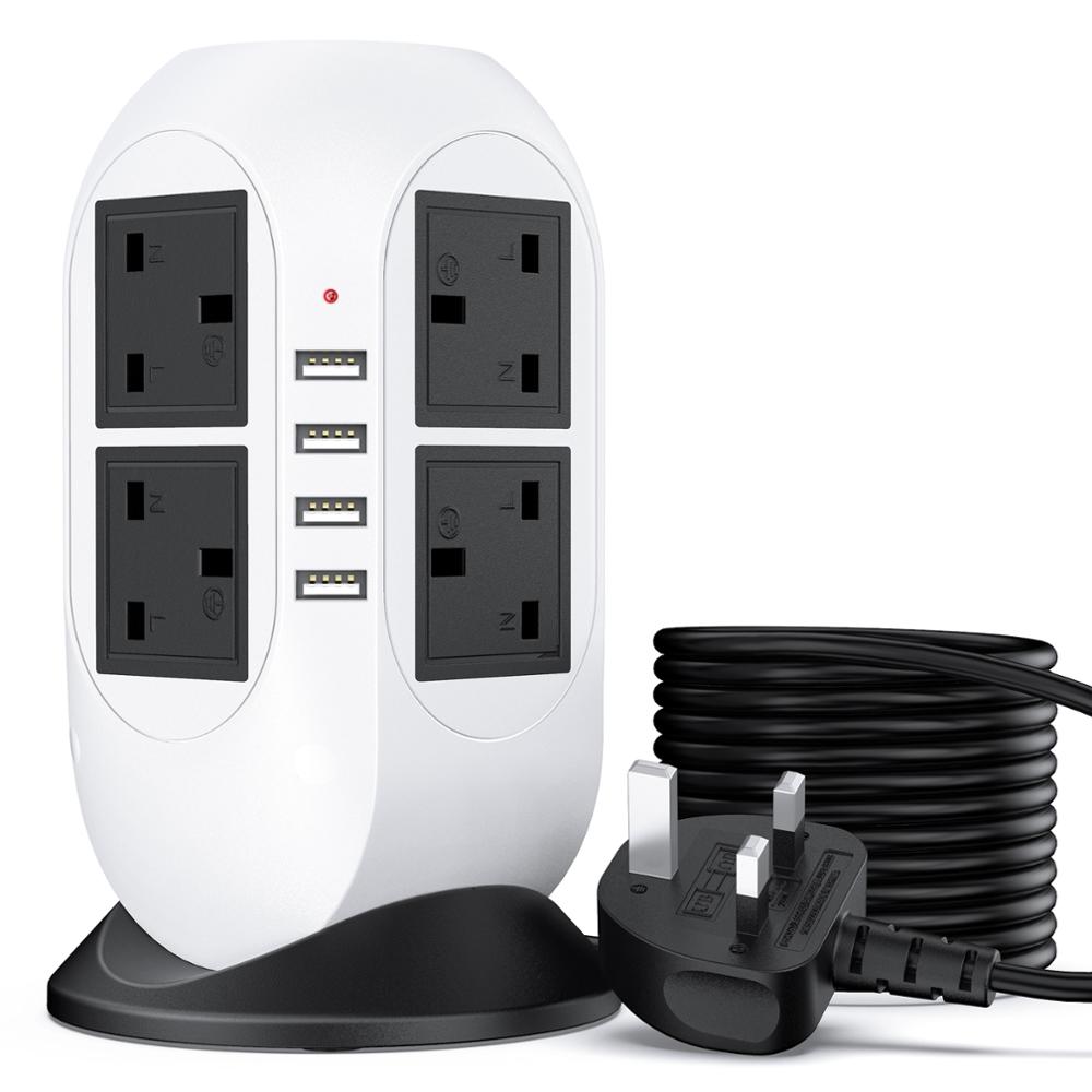Power Strip Tower 4 USB Ports 8 Way Outlets Chargi... – Grandado