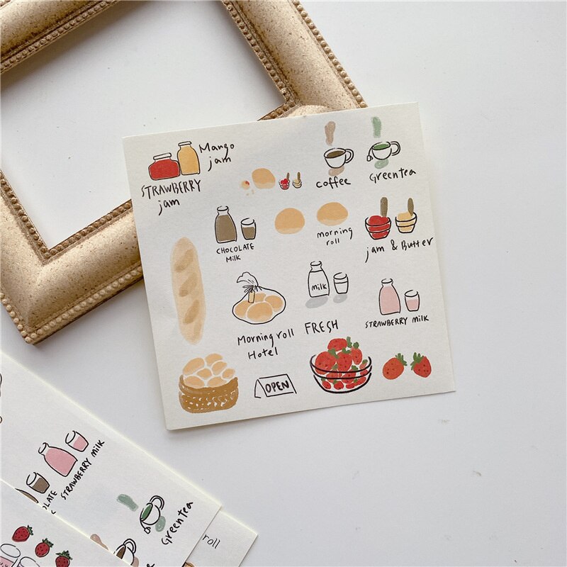 Ins Breakfast Bread Coffee Cute Stickers Hand Draw... – Vicedeal