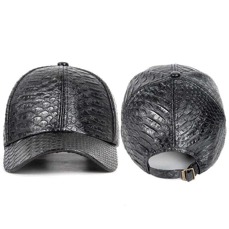 Crocodile Print Leather Baseball Cap Autumn Winter... – Grandado
