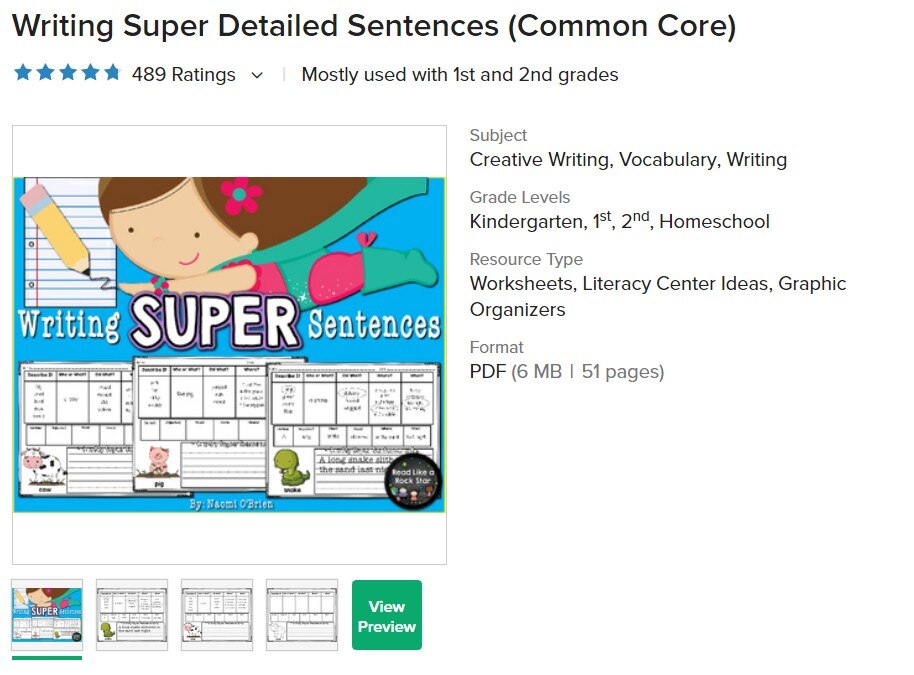 Writing Super Detailed Sentences (Common Core) Wri... – Grandado