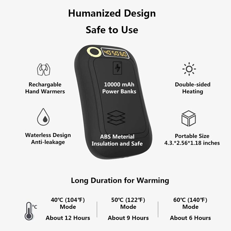 Rechargeable Hand Warmers, 10000MAh Reusable Hand ... – Grandado