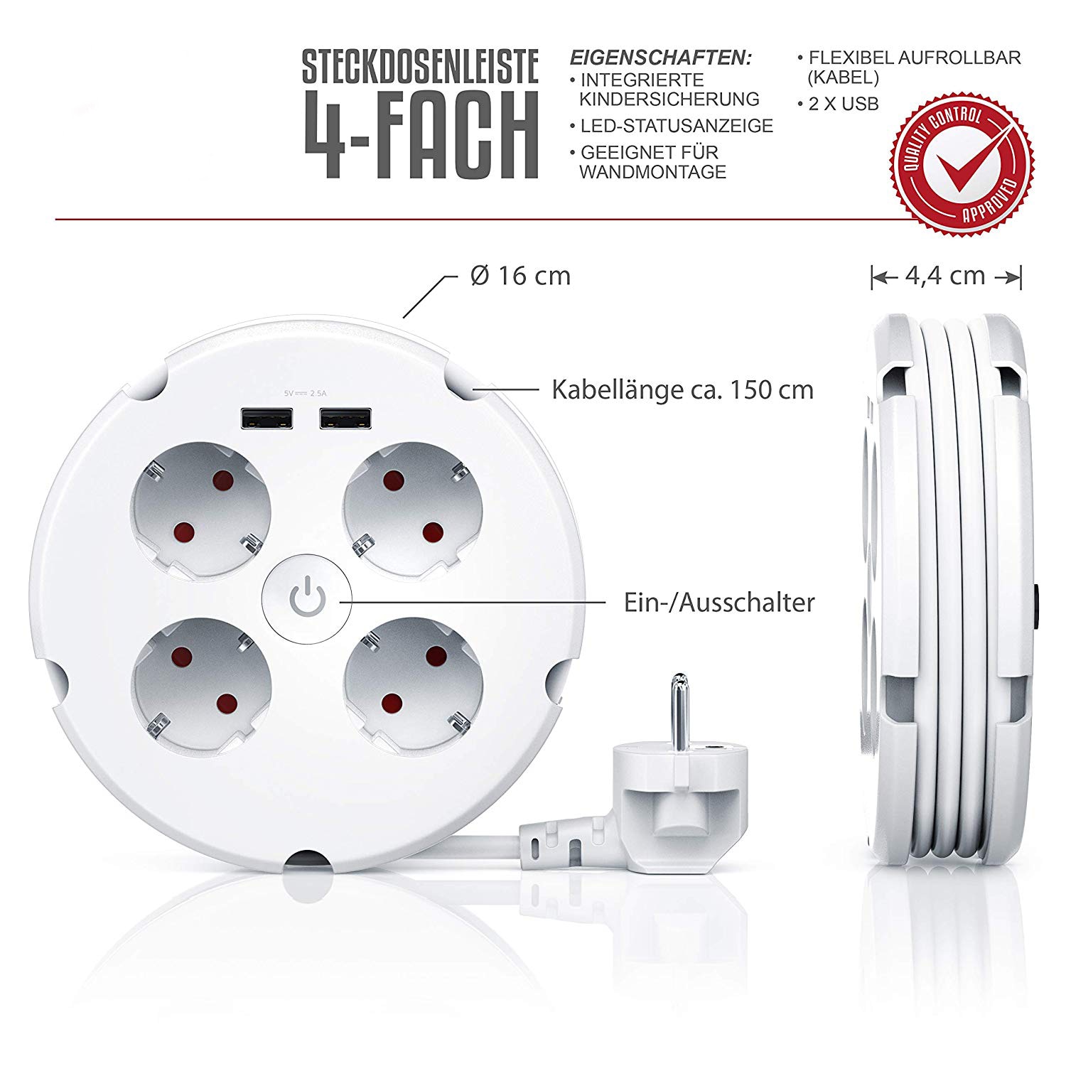 Multiple Power Strip Electric Sockets 4 way Round ... – Vicedeal