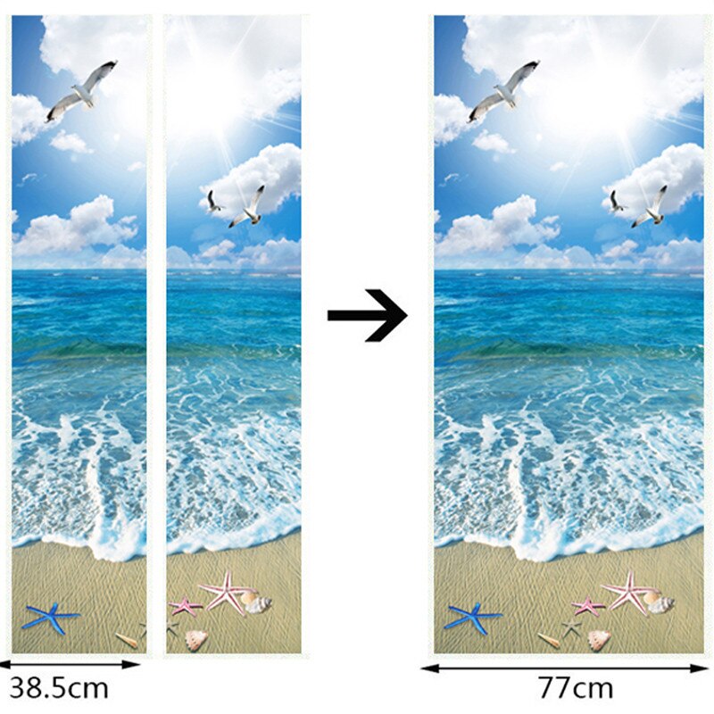 Door Sticker 3D Beach Sea Landscape Wallpaper Livi... – Vicedeal