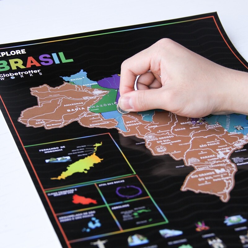 Joylive One Piece 41x29cm Scratch Map Of Brazil Go... – Grandado