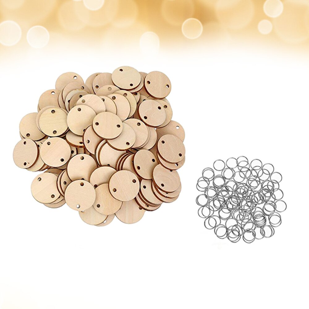 100 stuks ronde houten schijven met gaten kalender... – Vicedeal