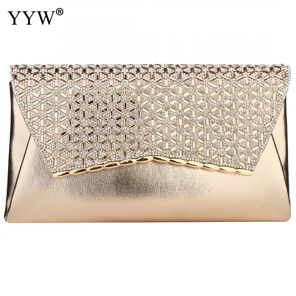Rose Gold Envelope Handbag Evening Bags Rhinestone... – Grandado