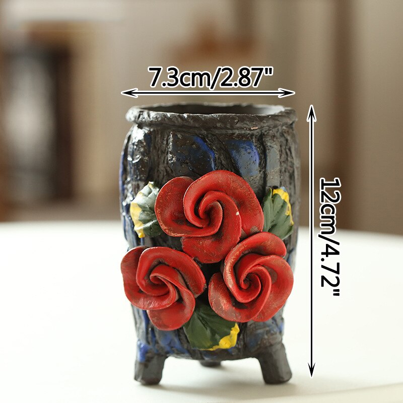 Vintage Hand Painted Rose Pattern Ceramic Flower P... – Grandado