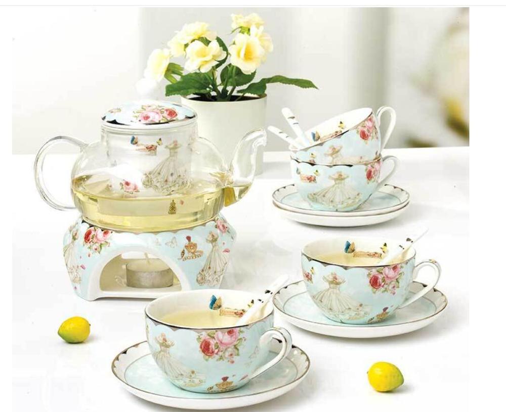 HOUSEHOLD FLOWER TEA WARE COFFEE CUPS SET HEATABLE... – Grandado