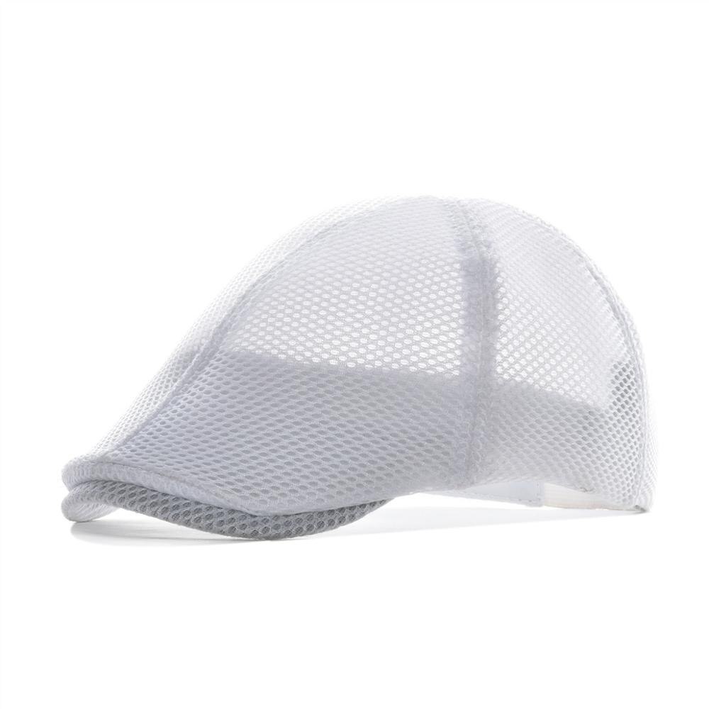 VOBOOM Summer White Net Flat Cap Men Women 6 Panel... – Vicedeal