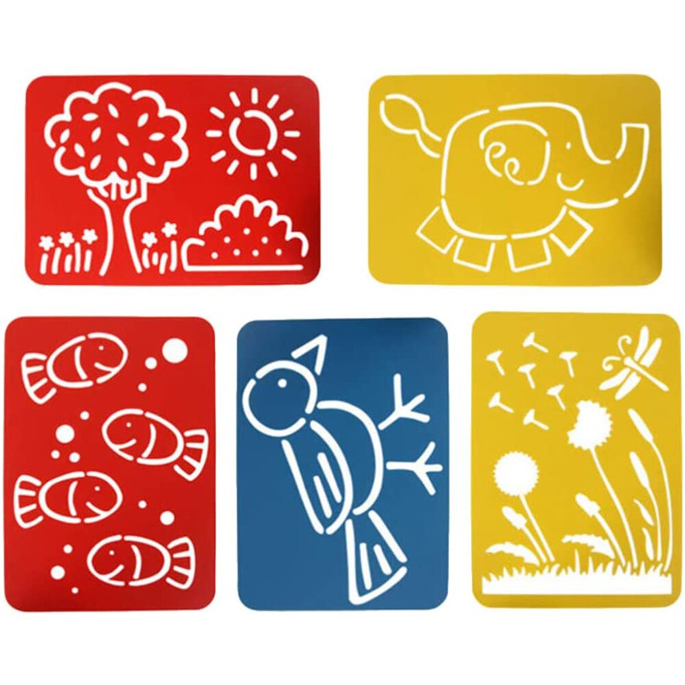 5Pcs Plastic Painting Stencil(Animal,Plant) Drawin... – Grandado