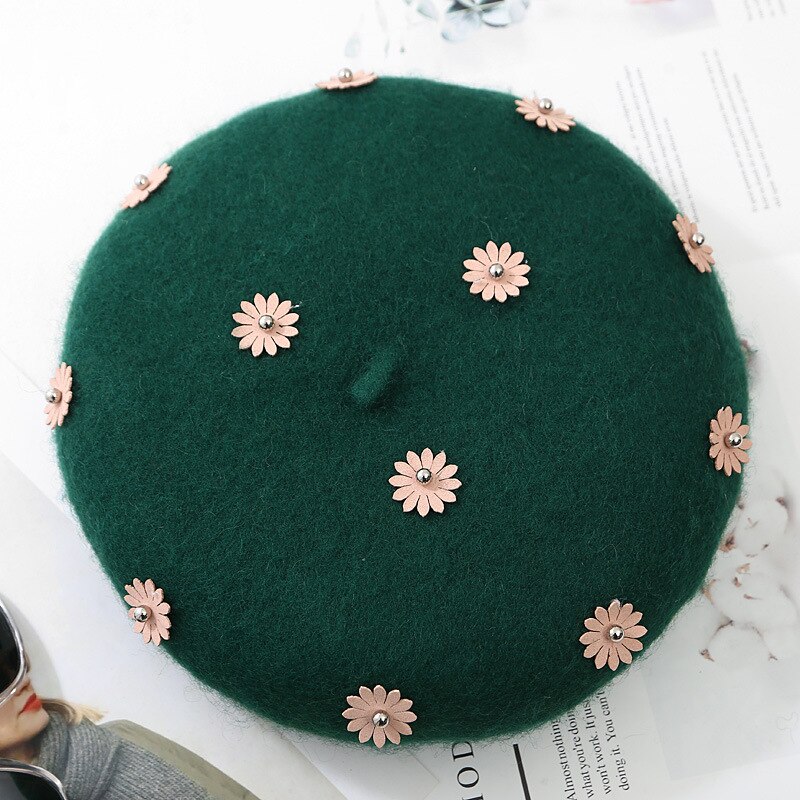 Spring Autumn Vintage Women Berets Wool Solid Colo... – Vicedeal