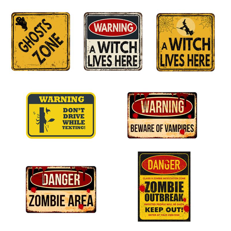 Halloween Bloody Restroom Sign Warning Stickers Se... – Grandado