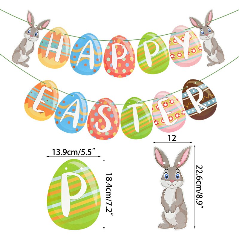 1set Happy Easter Banner Bunny Rabbit Egg Paper Bu... – Grandado