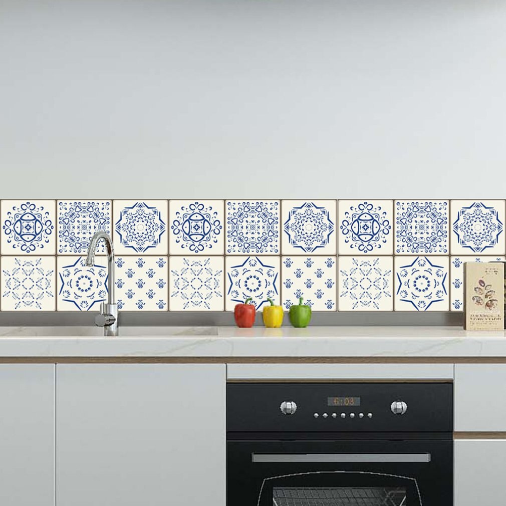 Azulejos de superficie mate con patrón Retro azul,... – Grandado