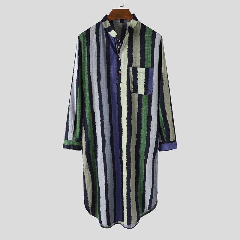 INCERUN Men Robes Multicolor Striped Homewear Long... – Vicedeal