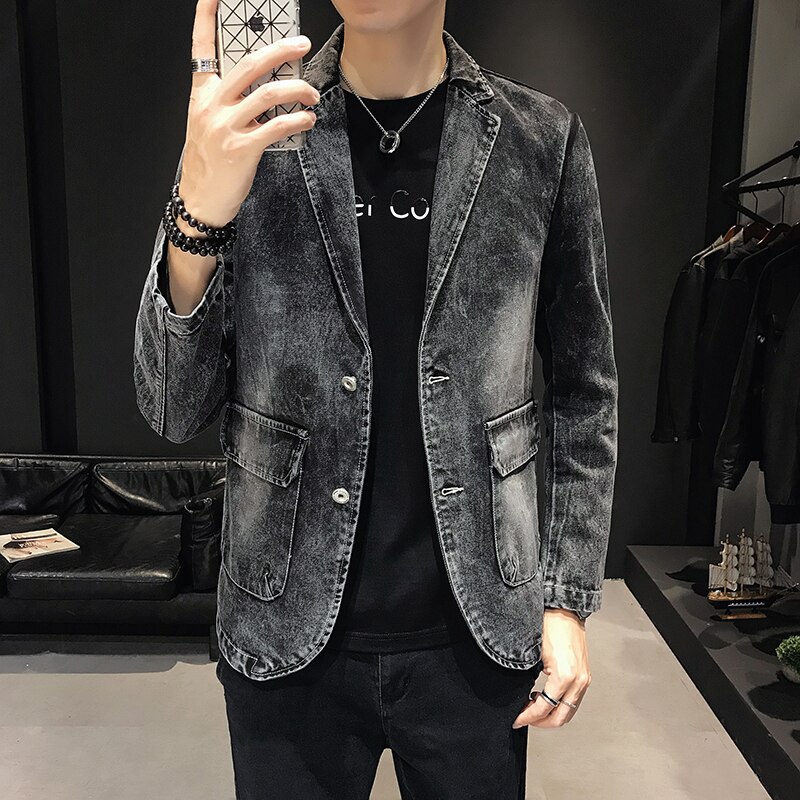 autumn denim small suit jacket Korean men's slim s... – Grandado
