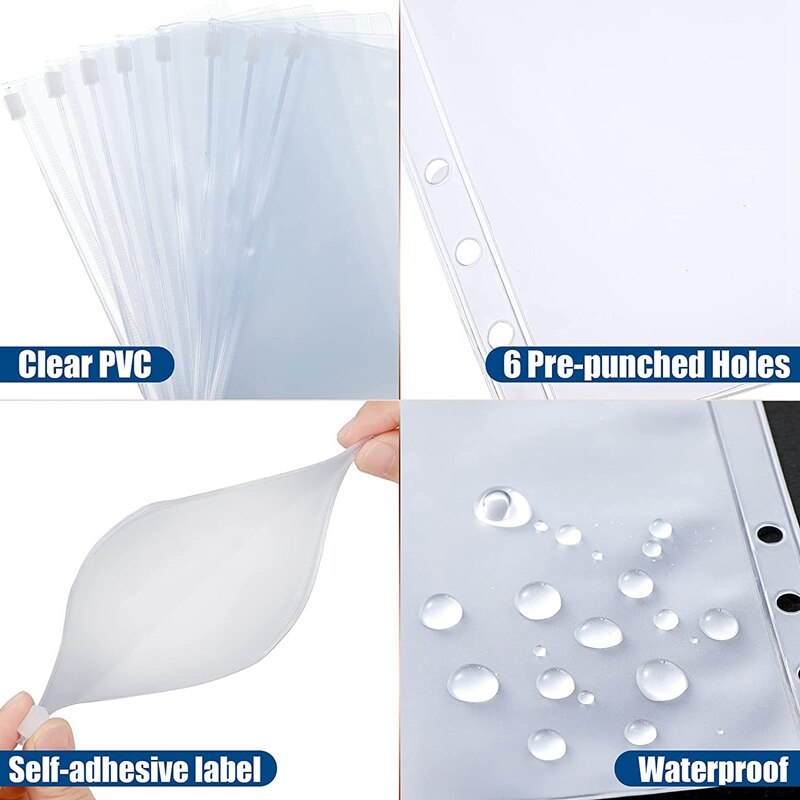30 Pcs A6 Binder Budget Envelopes PVC Shell Sequin... – Grandado