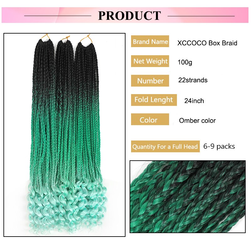 XCCOCO 24inch Crochet Hair Box Braids Curly Ends O... – Grandado