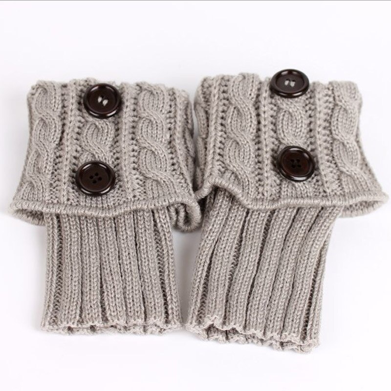 double button cable knitted boot cuff short leg wa... – Grandado