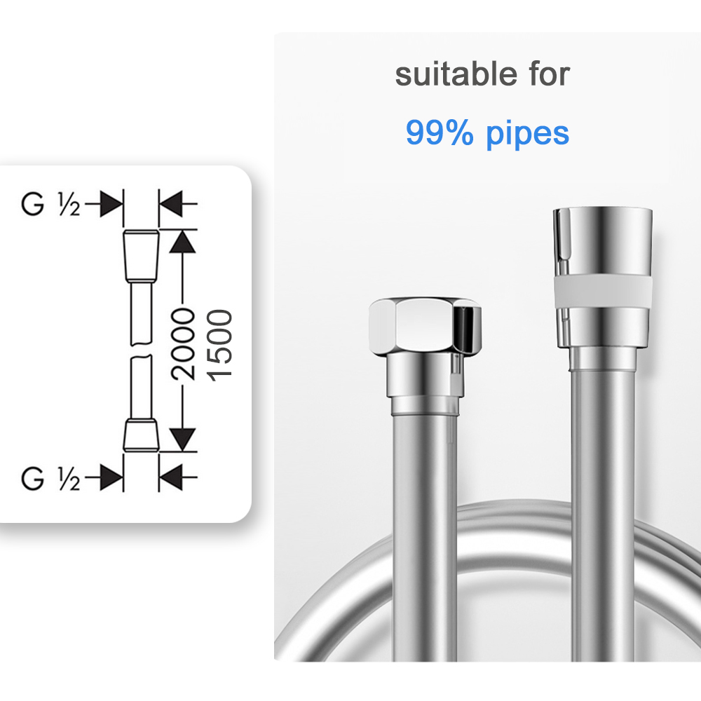 Grey Silver PVC Shower Hose 1.2-2m High Pressure H... – Grandado