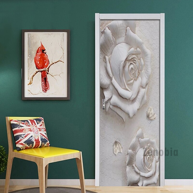 3d Embossed Blooming Rose Door Stickers HD Print W... – Grandado