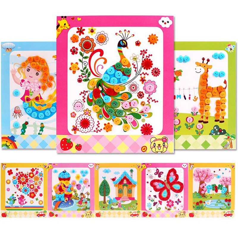 5Pcs/lot Kids DIY Button Stickers Drawing Toys Han... – Grandado