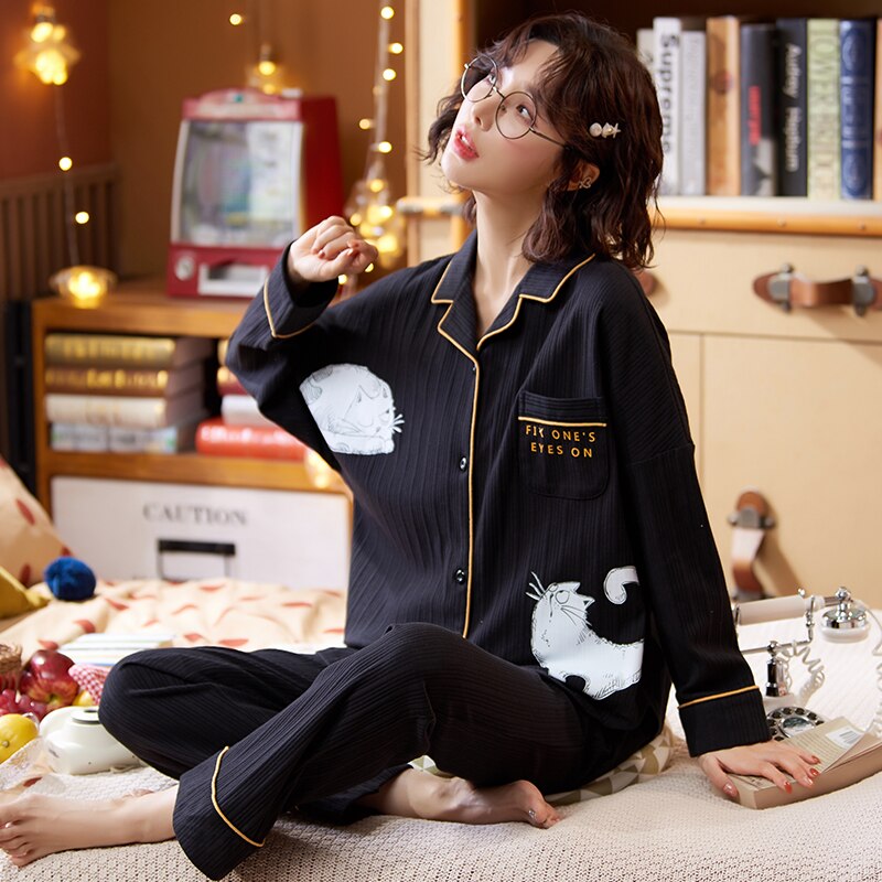 BZEL Cute Cat Pattern Pajamas Women's Casual H... – Grandado