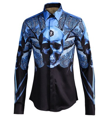 men's original gradient snake Skull long-sleeved s... – Grandado