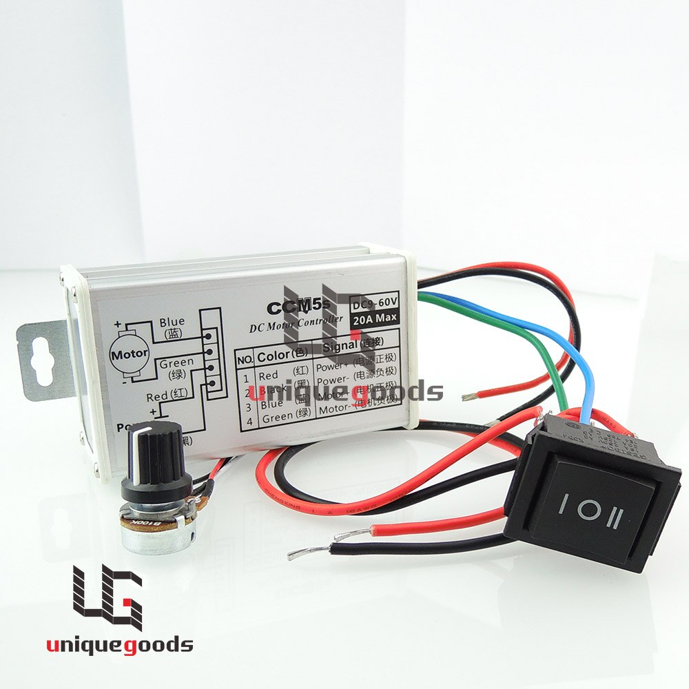 Controlador de velocidad del motor PWM, , 12V 24v36v48v 20A DC ...