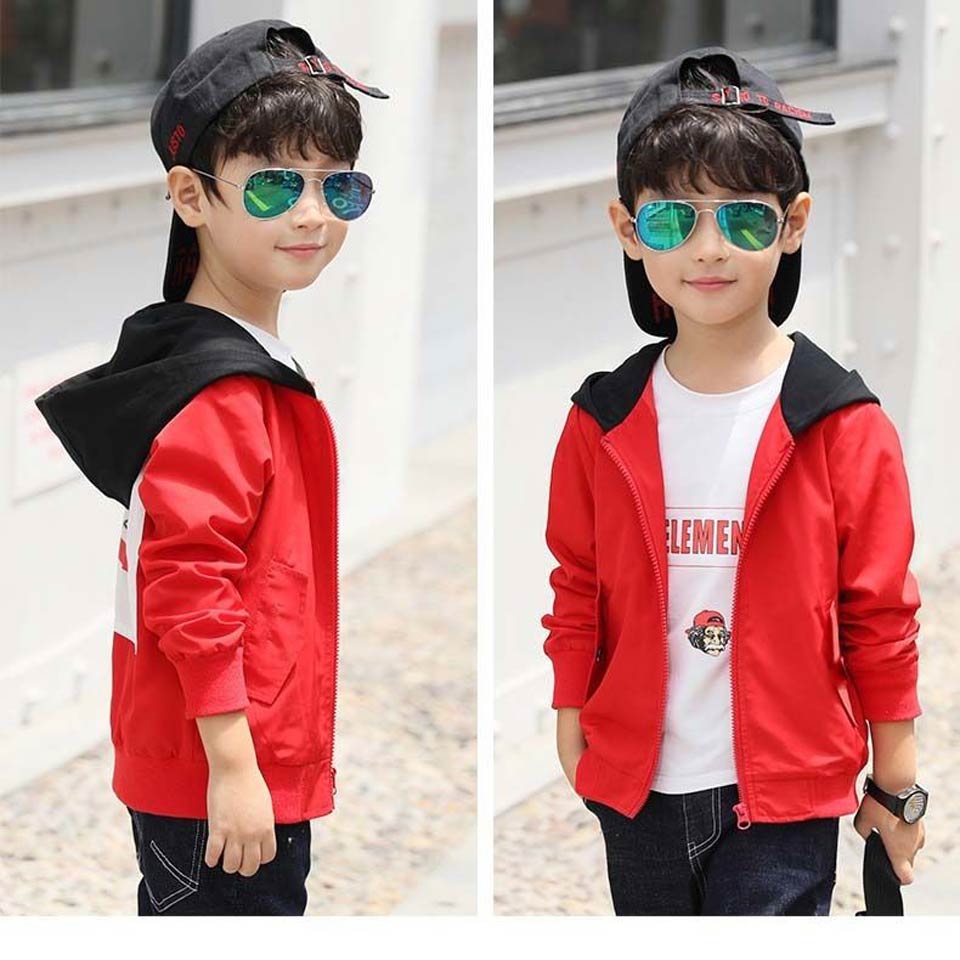 Boys Hooded Jacket Spring Windbreaker For Teenage ... – Grandado