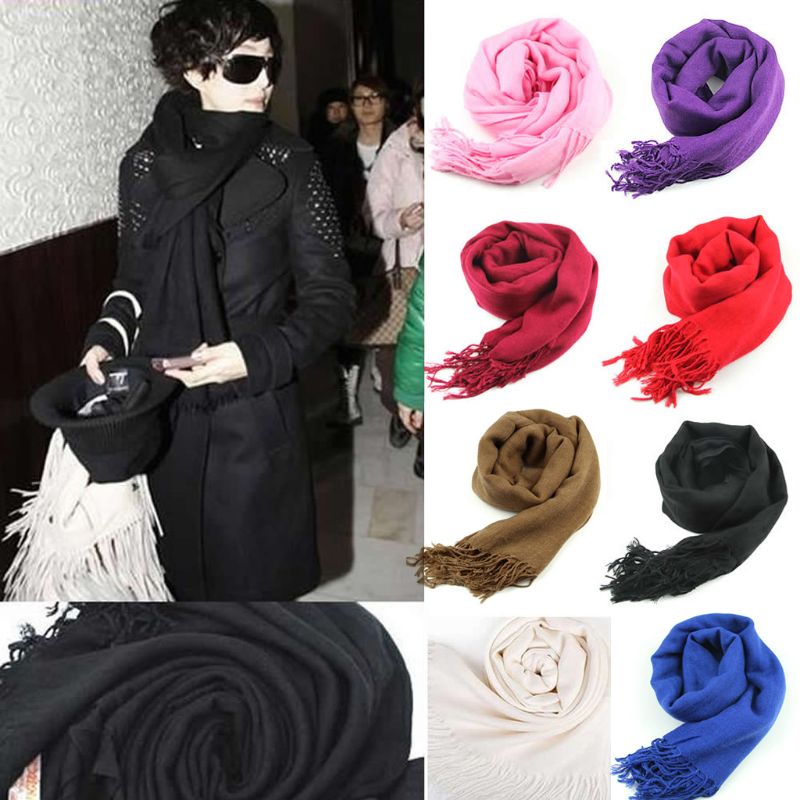 Women Wrap Scarf Cashmere Wool Scarves Silk Solid ... – Grandado