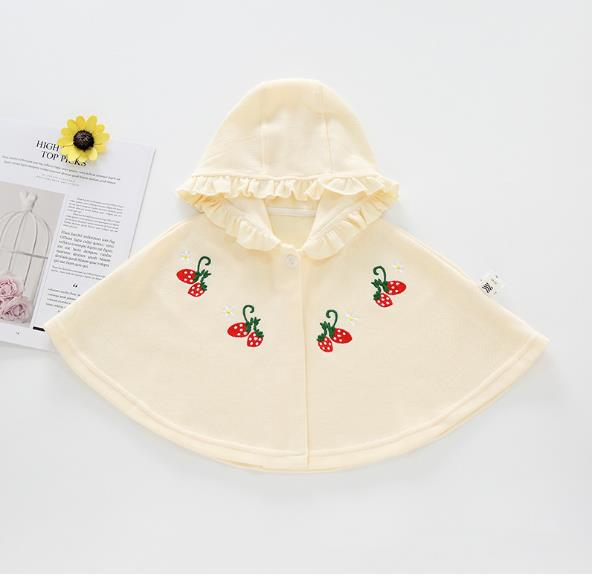 Baby cloak cloak spring autumn strawberry embroide... – Grandado