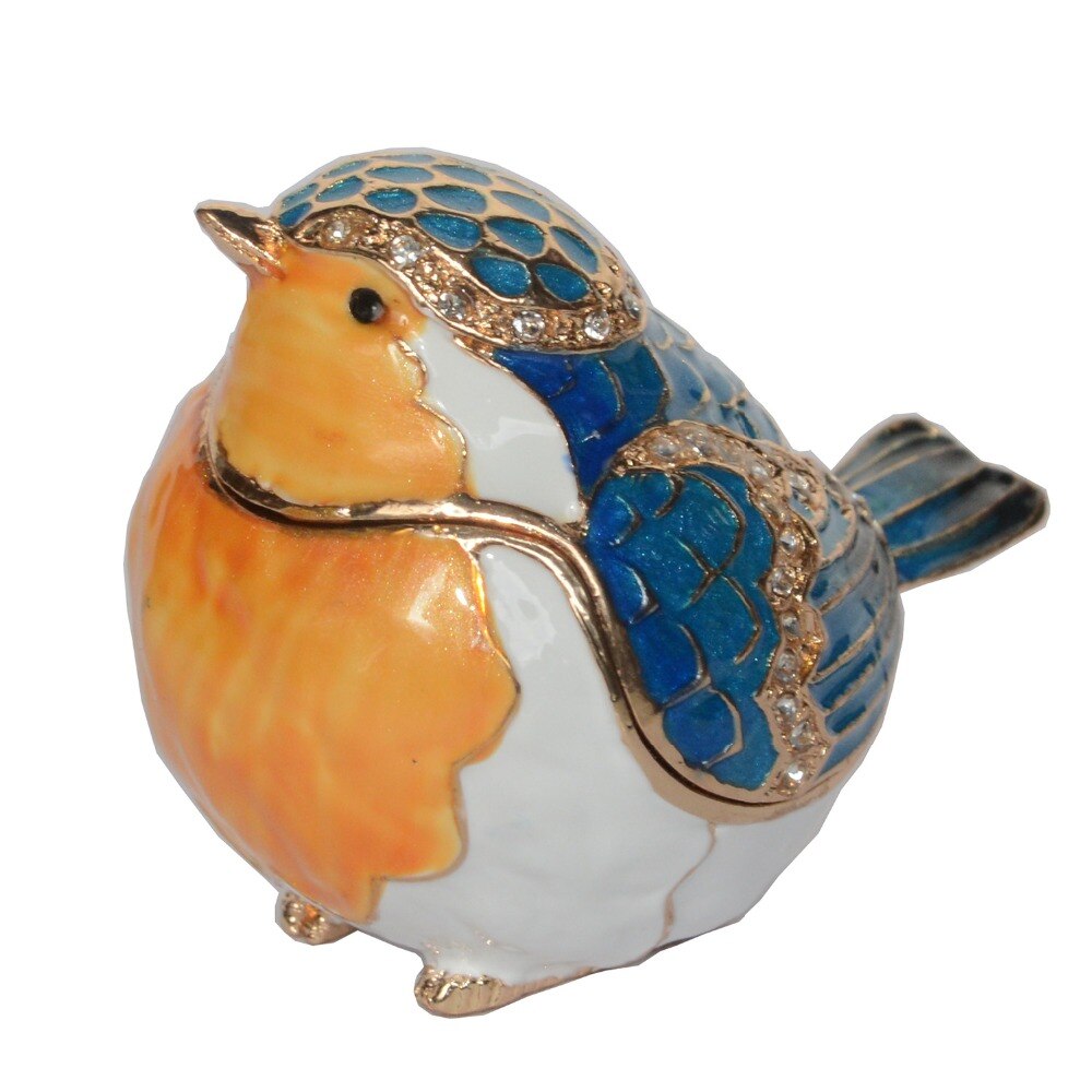 Enameled Pewter Crystal Bejeweled Robin Bird Trink... – Grandado