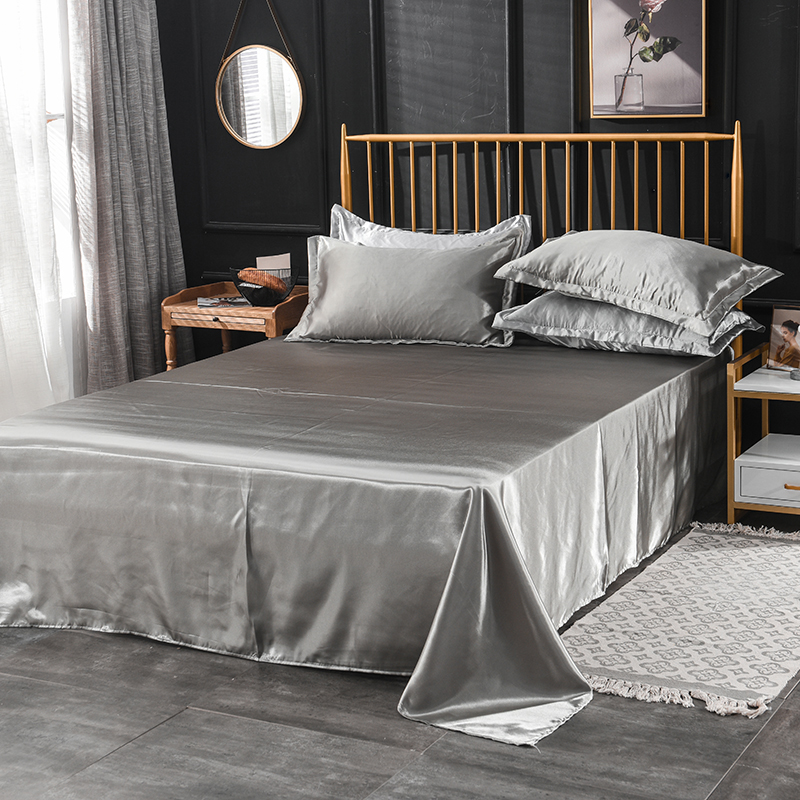 Satin Bedsheet Mattress Cover Faux Silk Flat Sheet... – Grandado