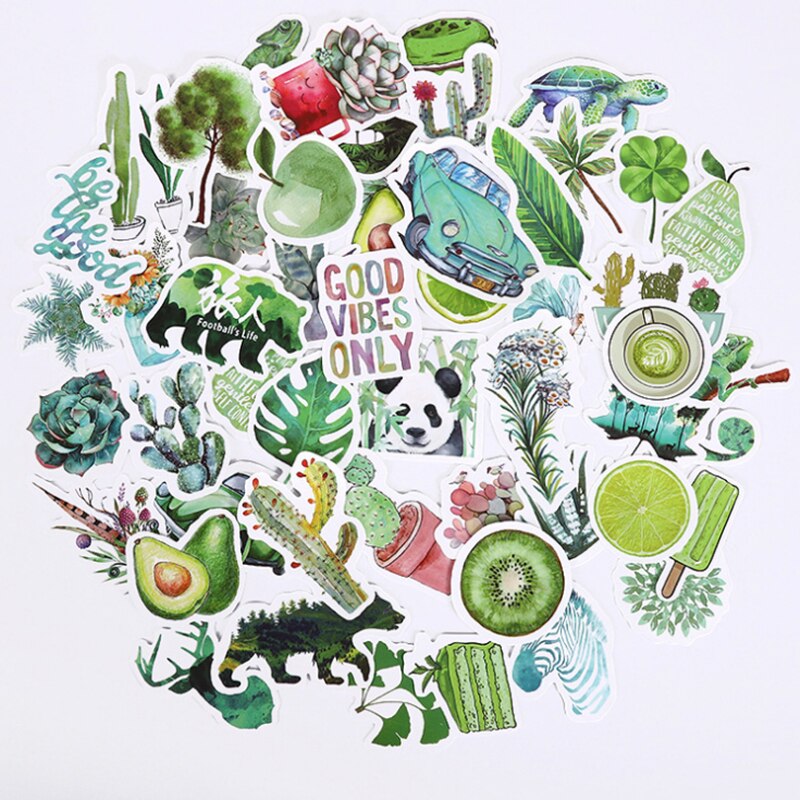 50 Stuks Groene Trendy Sticker Grappige Fruit Dier... – Vicedeal
