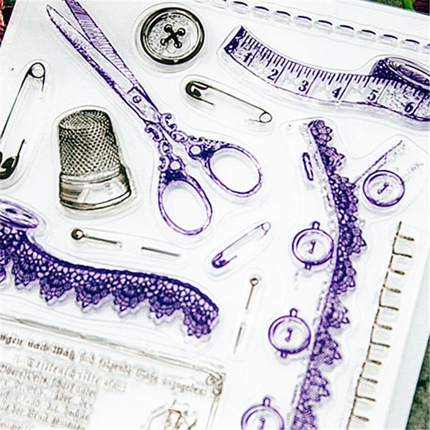 14x18cm Sewing scissors Transparent Clear Stamps S... – Grandado