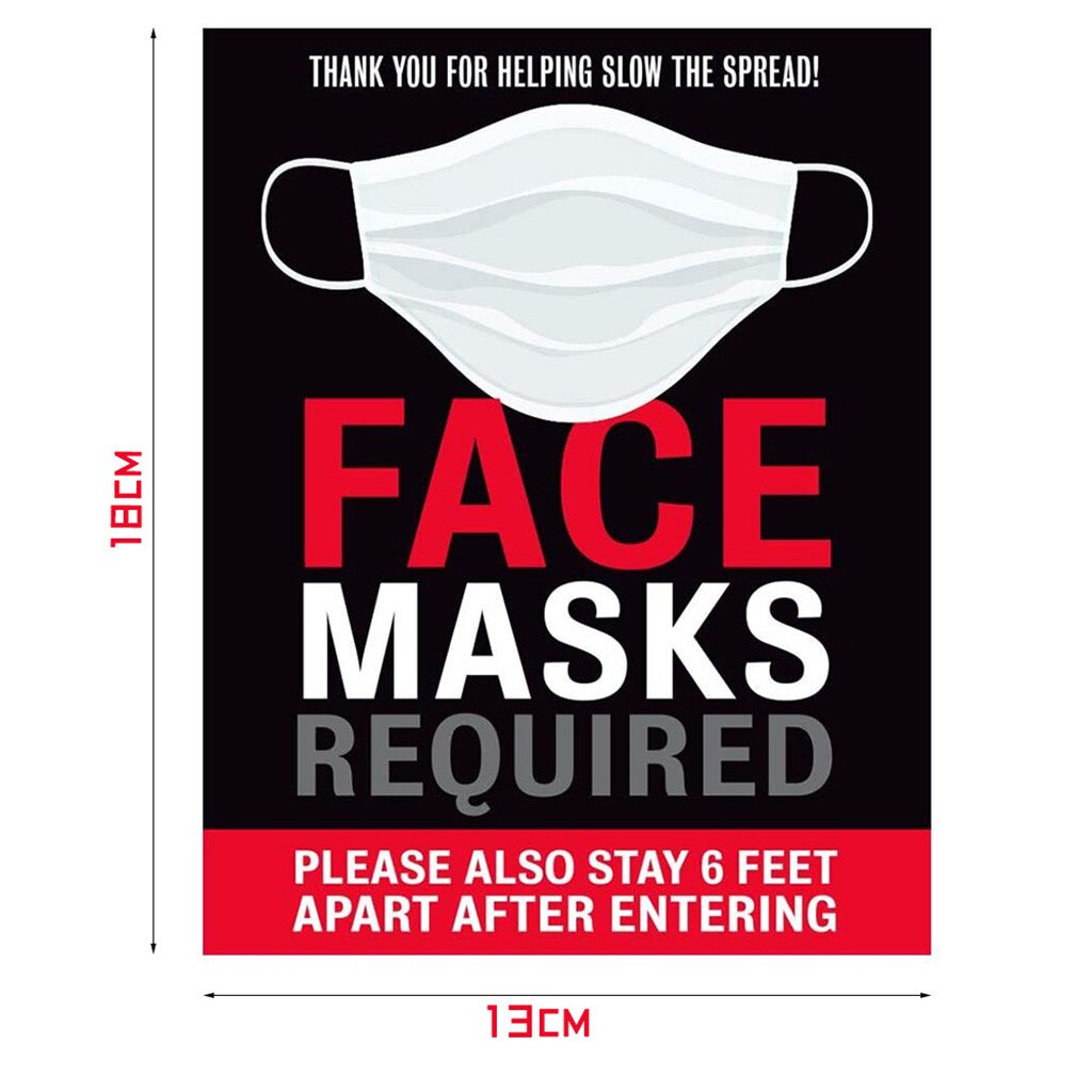 Face masks required Sign Decal Sticker warning Pro... – Vicedeal