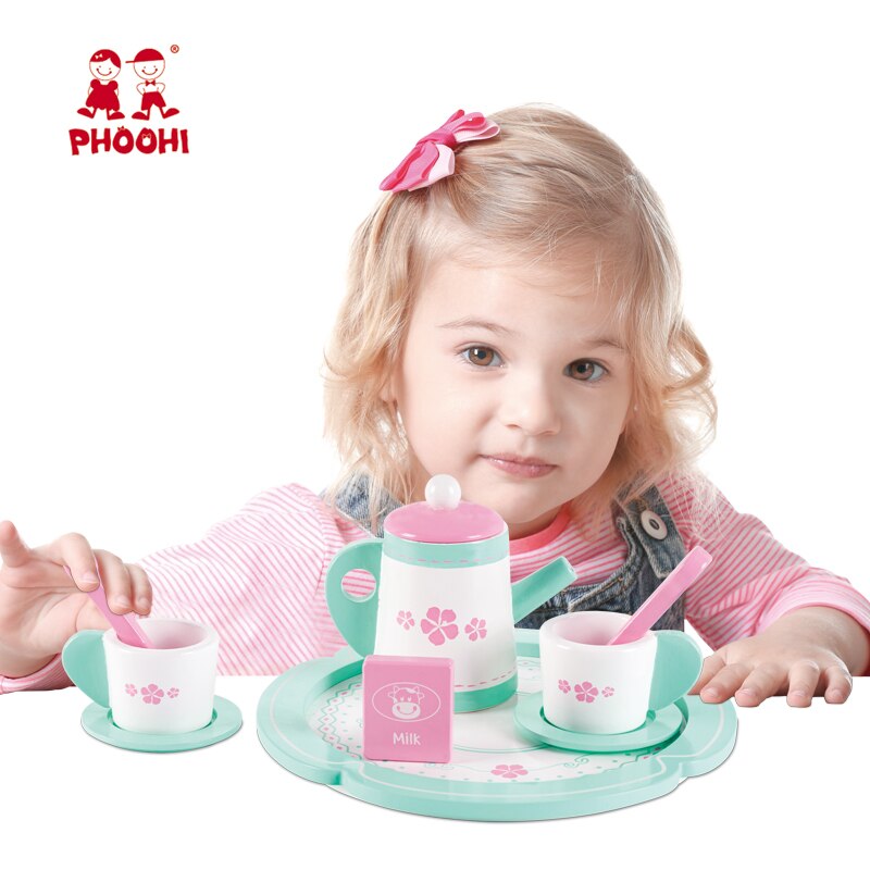 Girl Mini Wooden Pretend Play Tea Set Toy Kids Kit... – Grandado