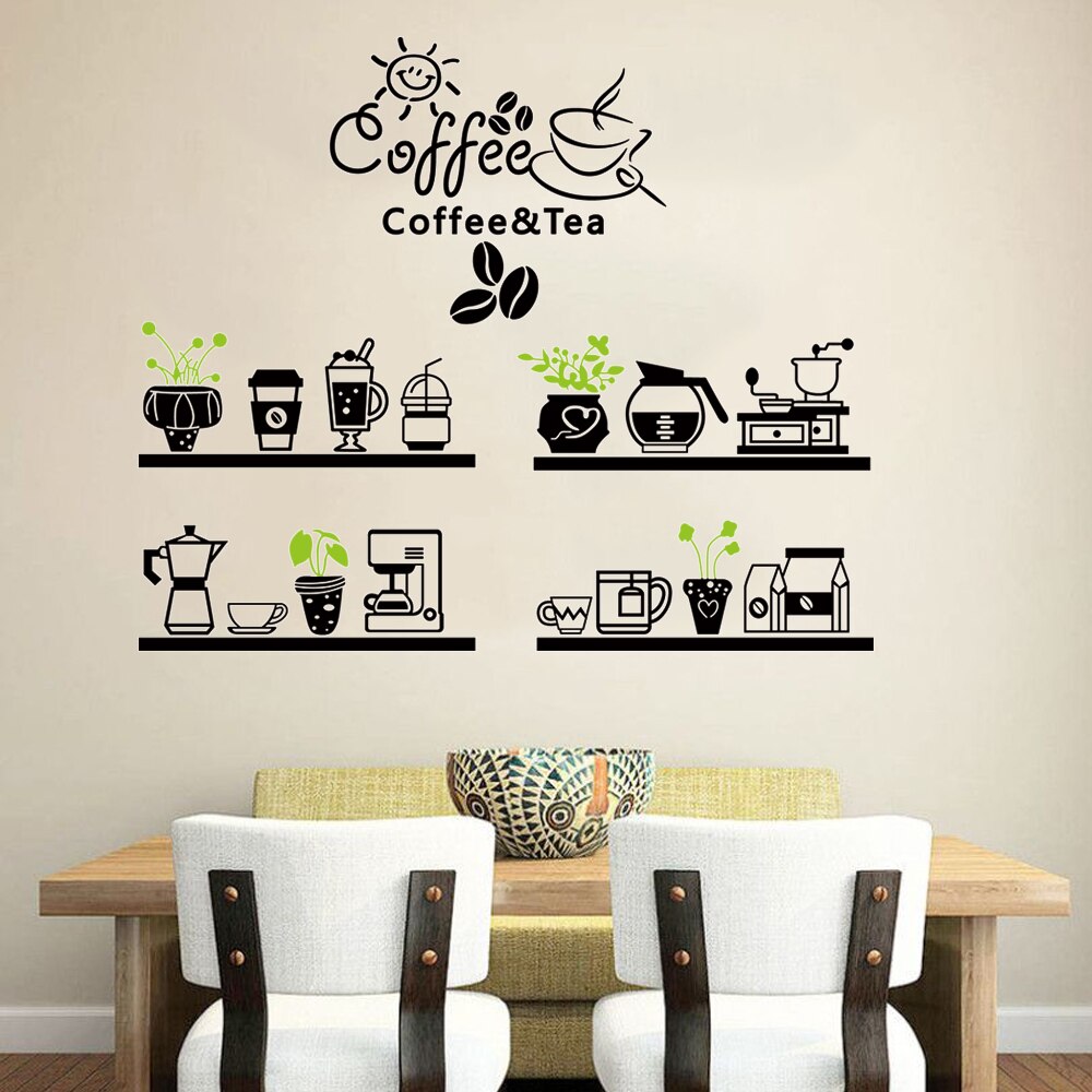 Coffee Shop Sticker Bean Milk tea Decal Cafe Cup P... – Grandado