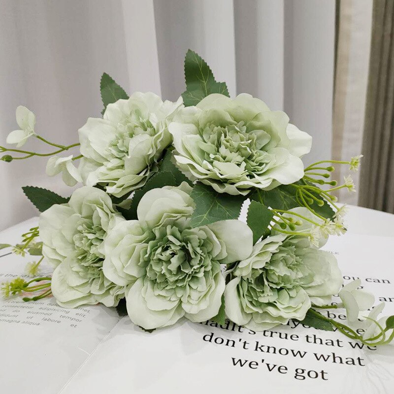 5 store blomsterhoveder smuk pæon blomst silke blo... – Grandado