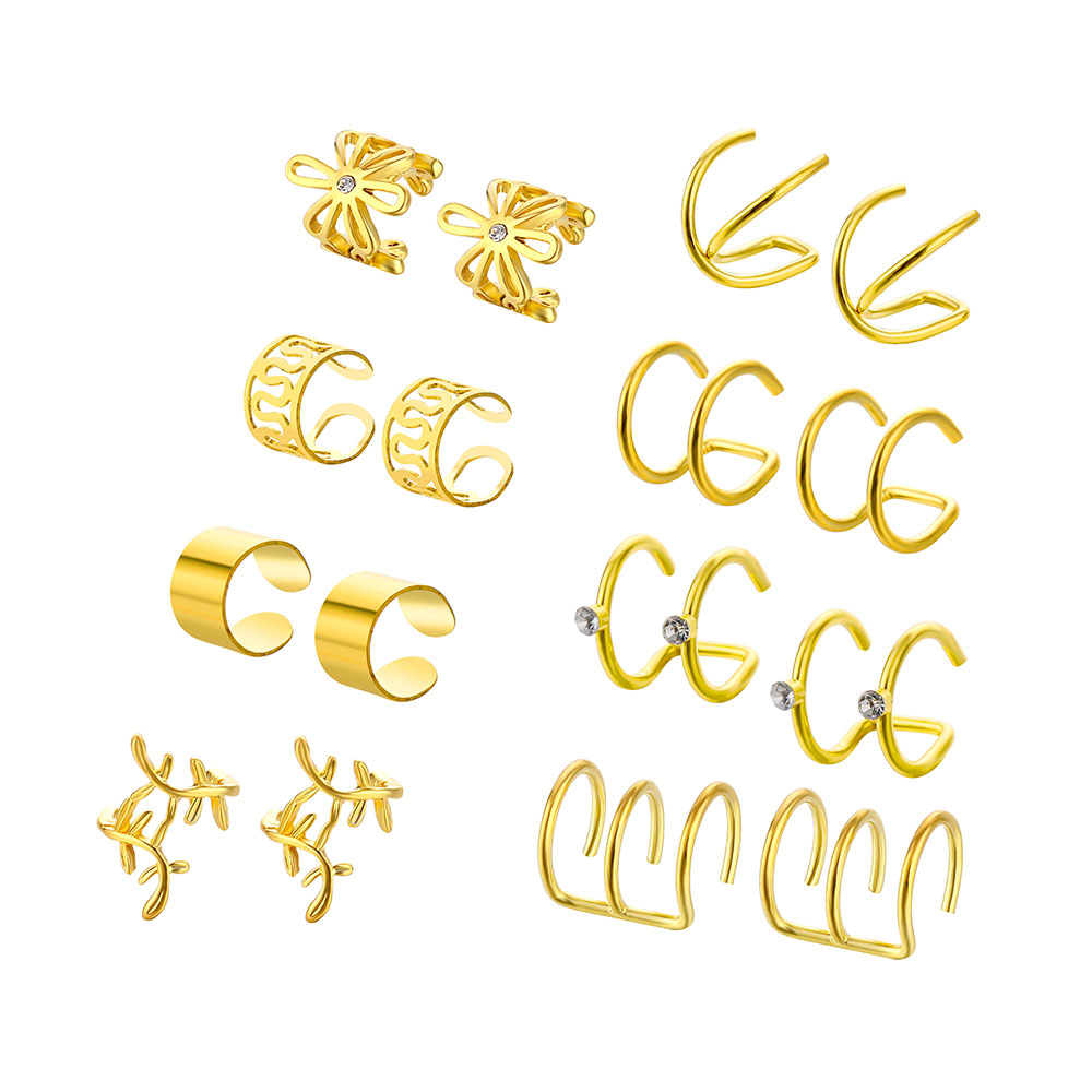 6Pcs/Set Vintage Gold Ear Cuffs Clip Earrings Bohe... – Grandado