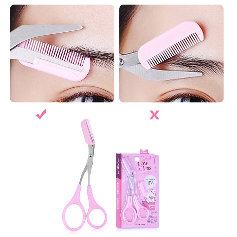 Stainless Steel Eyebrow Scissors with Comb Curved ... – Grandado