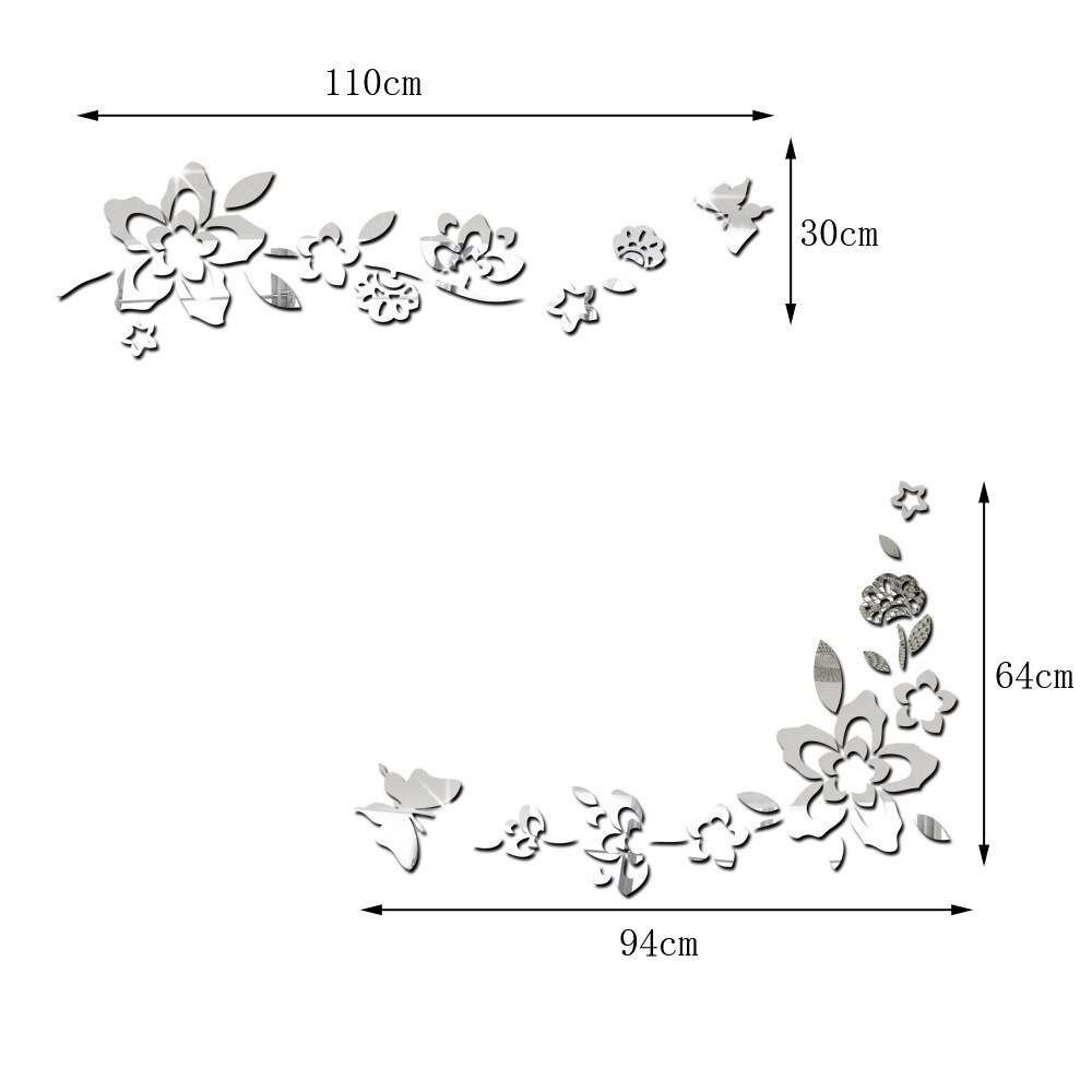 3D Flower Mirror Sticker DIY Acrylic Wall Stickers... – Grandado